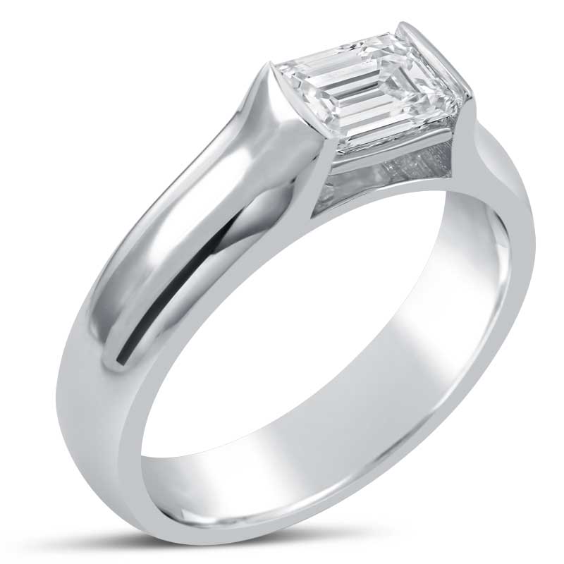 Tension set emerald cut diamond ring store