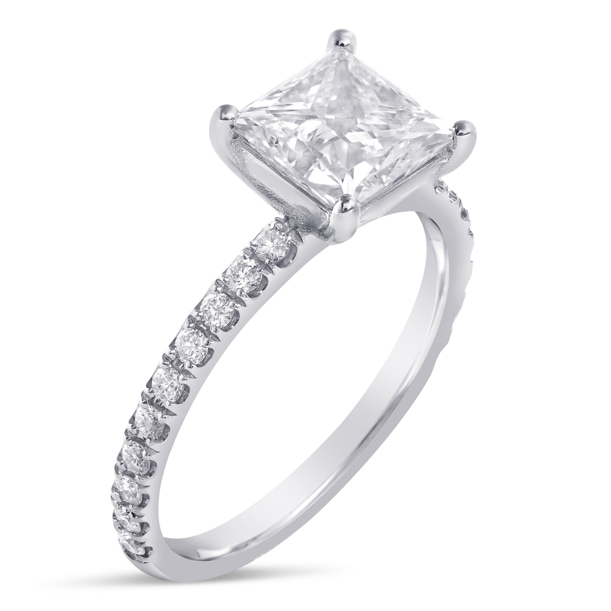 Authentic 2ct Natural Princess Cut Pave Diamond Engagement Ring – Nina ...