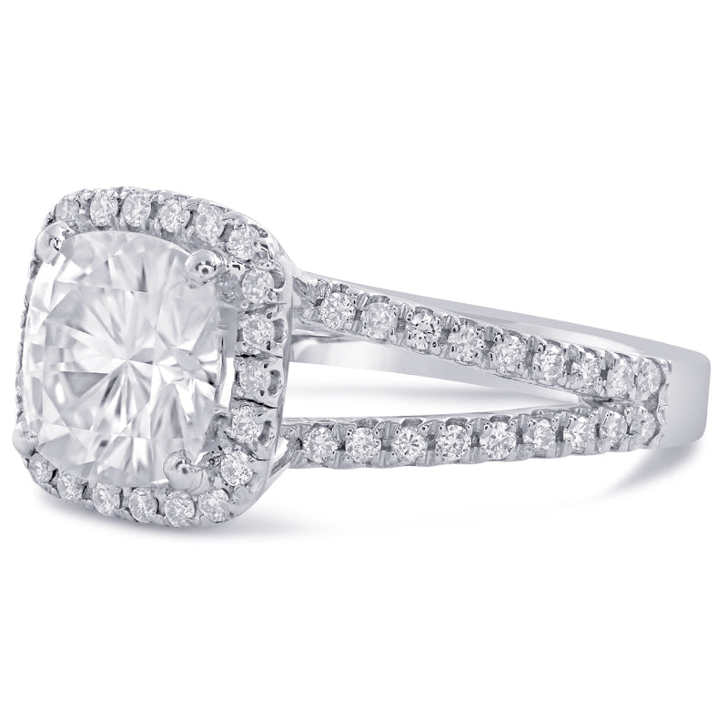 Incredible Cushion Cut Split Shank Diamond Engagement Ring Affordable ...