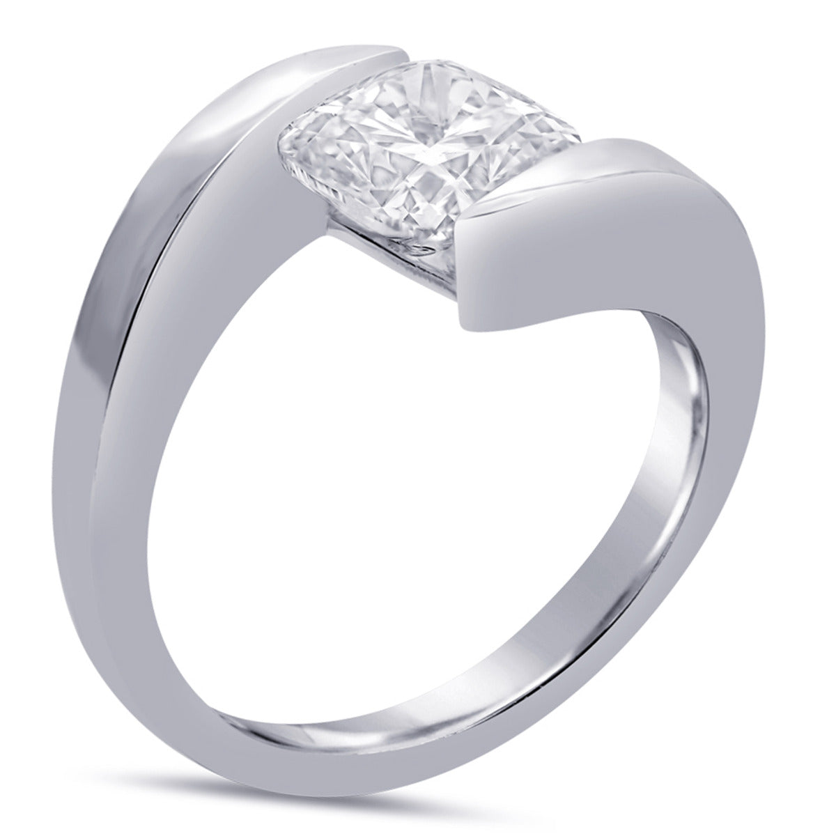 Shop now 2ct cushion cut solitaire tension set diamond engagement ring ...