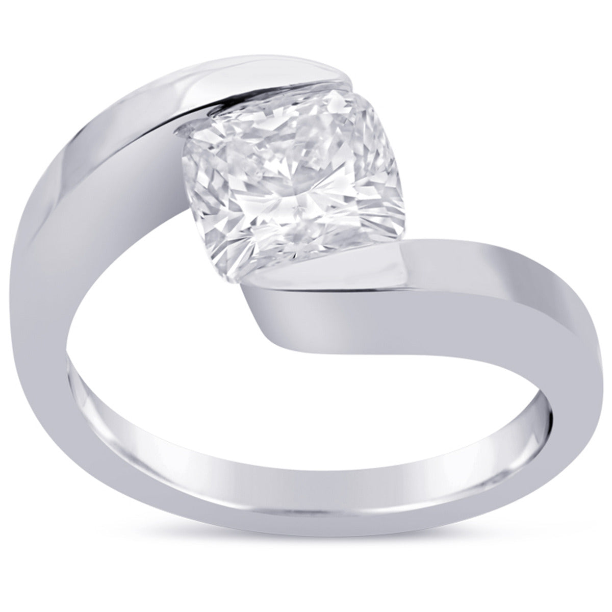 Shop now 2ct cushion cut solitaire tension set diamond engagement ring ...