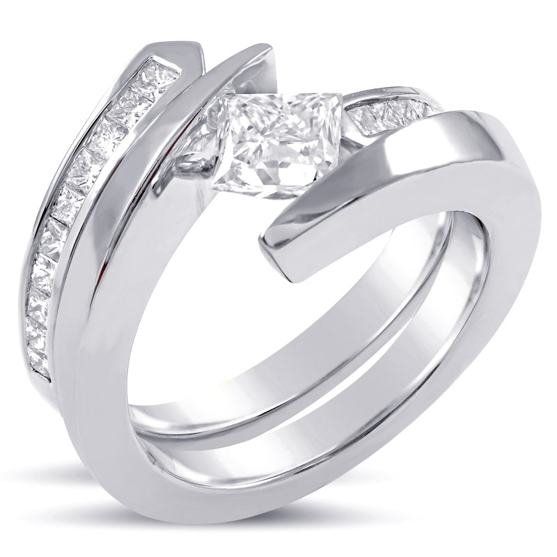 Princess cut tension set diamond solitaire engagement ring – Nina Elle ...