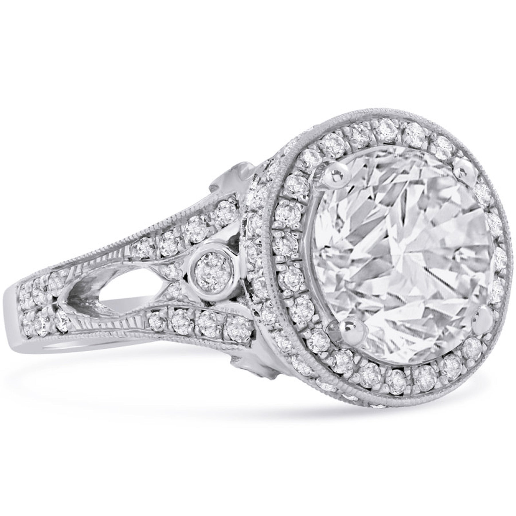 Buy antique style large 2ct round cut three sided vintage diamond ...