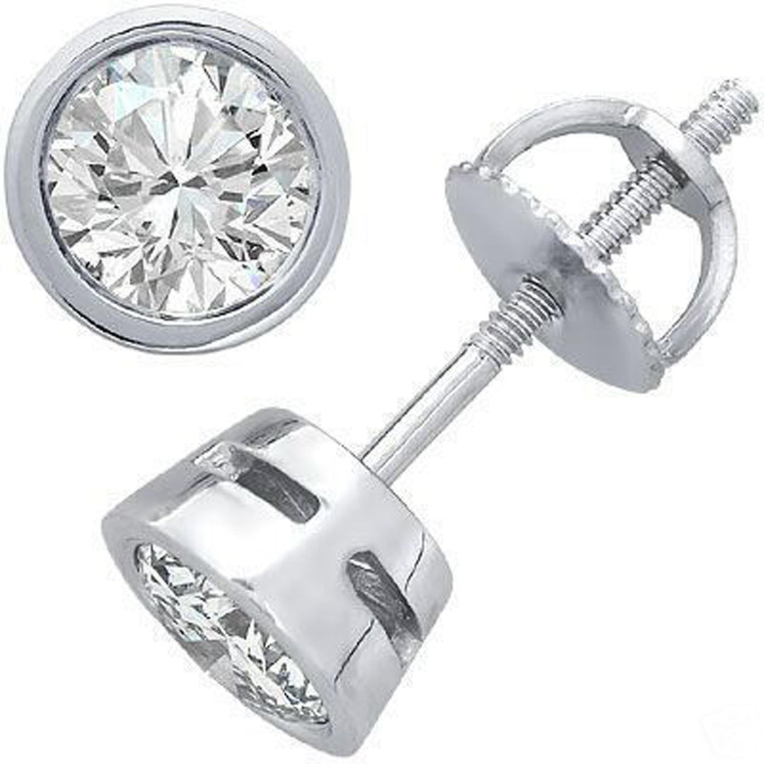 IVYS 20FINE 20JEWELRY 14k 20white 20gold 20bezel 20set 20round 20diamond 20stud 20earrings 201.00 20ct. 20tw. Women s