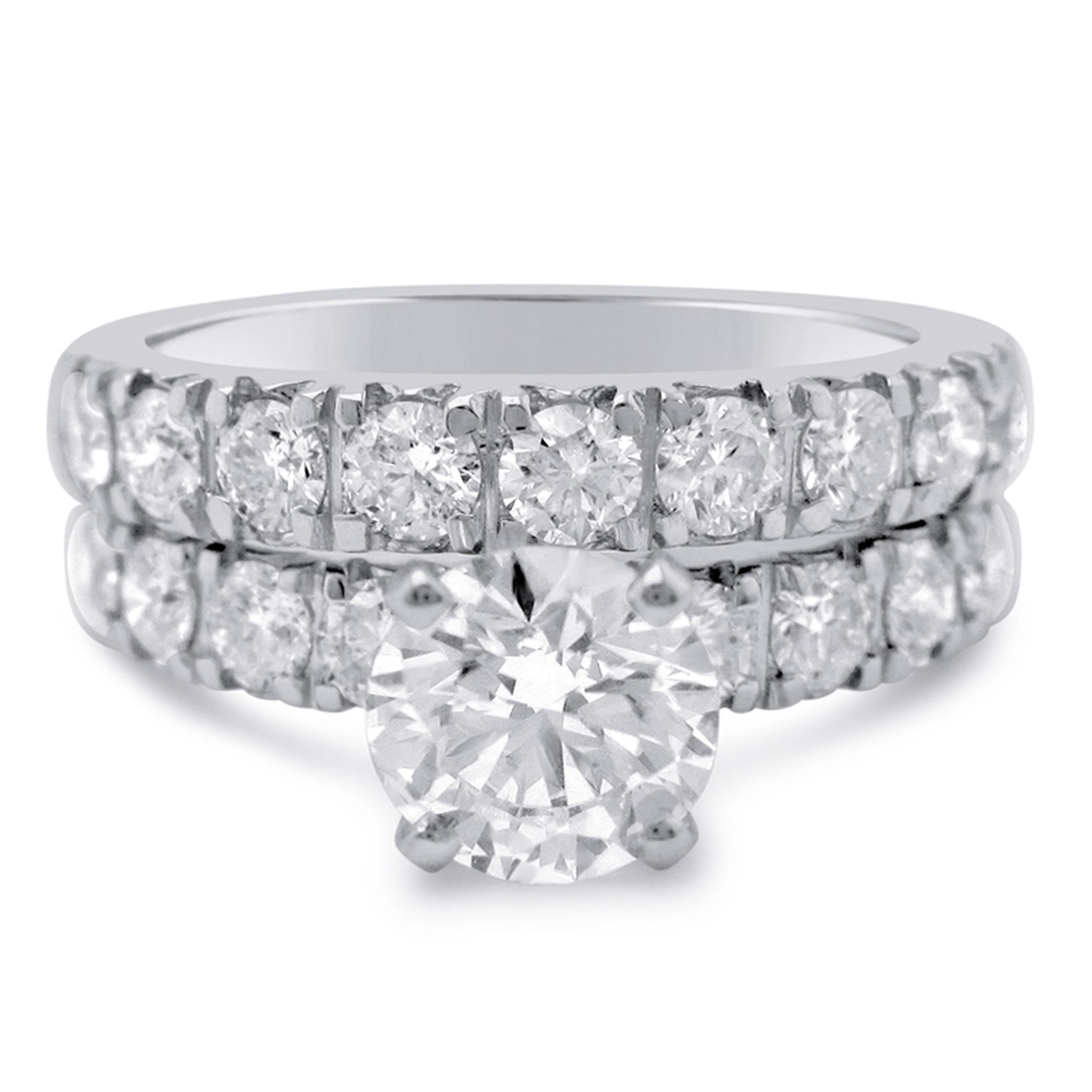1.85ctw round cut diamond engagement ring and wedding band wedding set ...