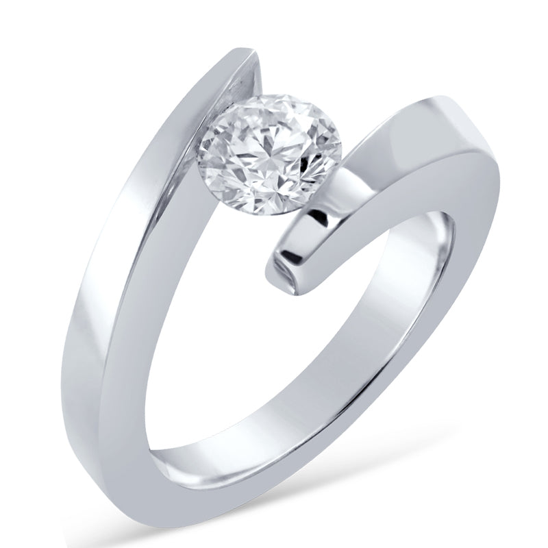 Choose from 1ct round cut solitaure tension set diamond engagement ...
