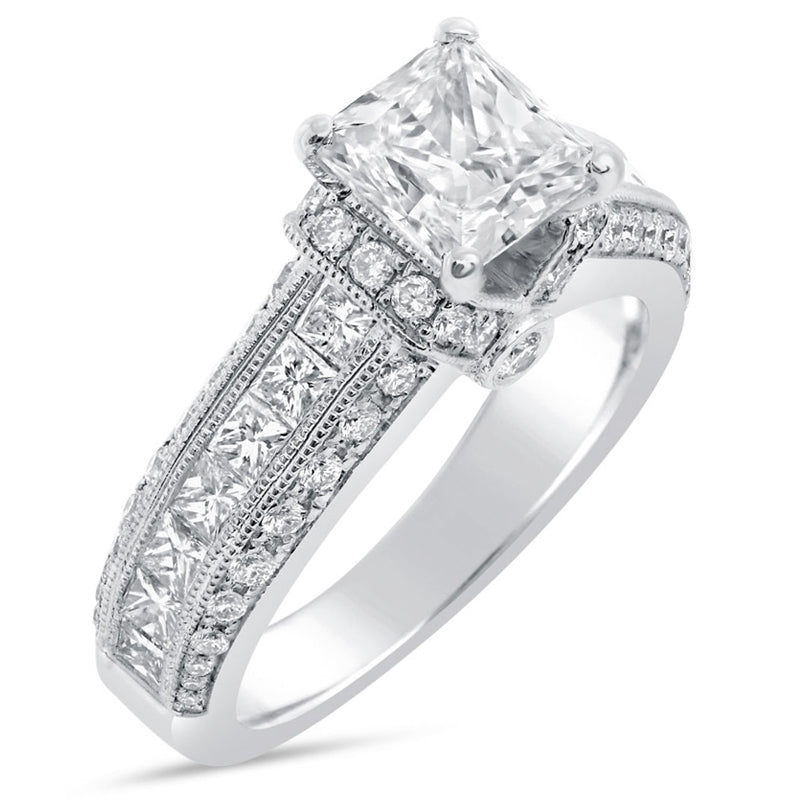 antique channel set princess cut channel set diamond engagement ring ...